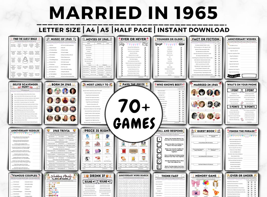 60th Anniversary Games, Married in 1965 Games, 60th Anniversary Party ...