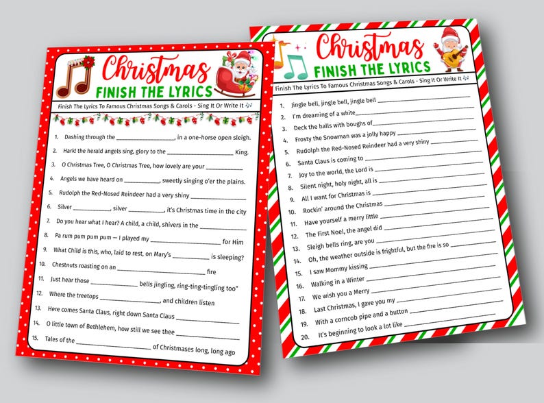Christmas Finish the Lyrics, Christmas Song Games, Christmas Music ...