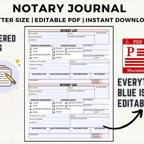 Notary Journal Notary Public Signing Agent Forms & - Etsy Notary Journal Notary Public Signing Agent Forms & - Etsy