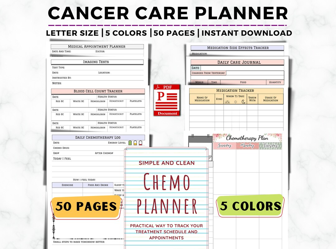Cancer Care Forms, Chemotherapy Journal Printable, Cancer Patient ...