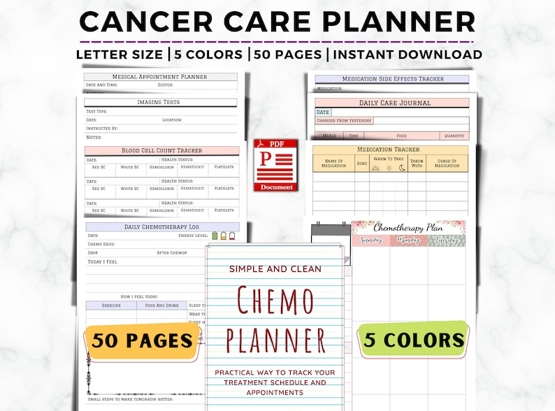 Cancer Care Forms Chemotherapy Journal Printable Cancer - Etsy