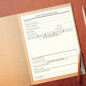 Coin Collection Printable, Coin Inventory Log Book for Coin Collectors ...