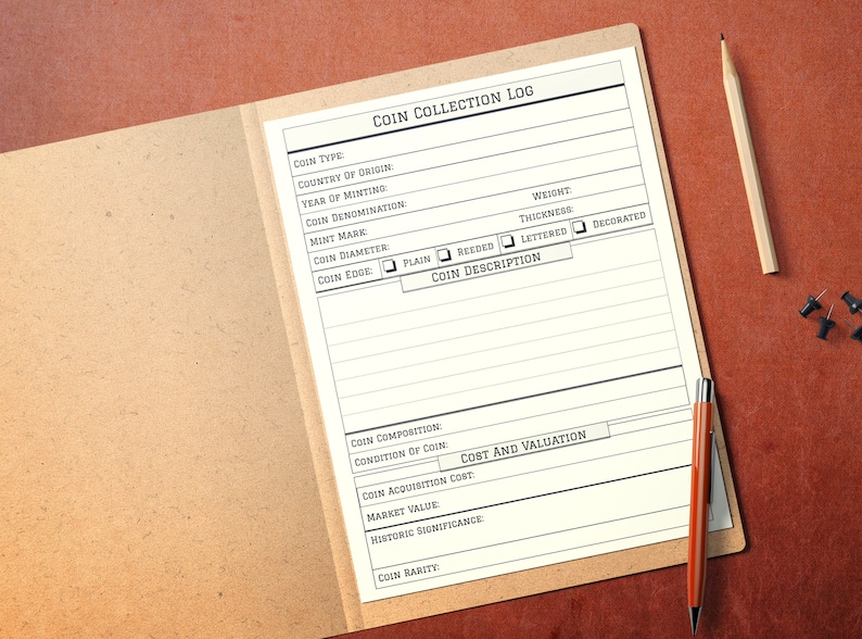 Coin Collection Printable Coin Inventory Log Book for Coin - Etsy