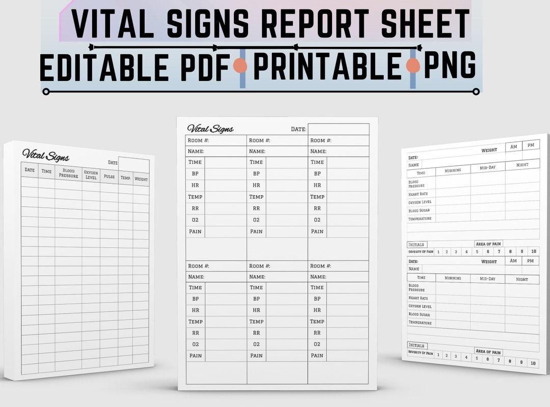 Vital Sign Sheet Printable, Editable Vital Signs Report Sheet, Nursing ...