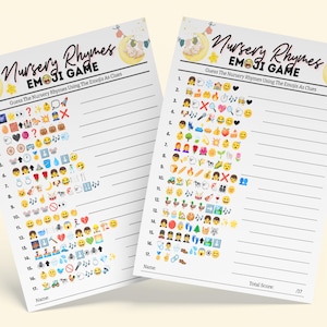 Nursery Rhymes Emoji Game, Emoji Pictionary Baby Shower Game, Emoji ...