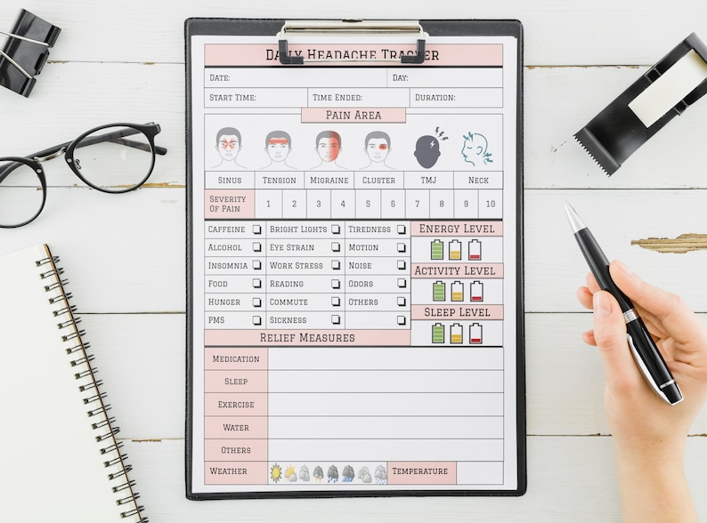 Migraine Headache Tracker Printable, Symptoms & Relief Journal (PDF) - Etsy