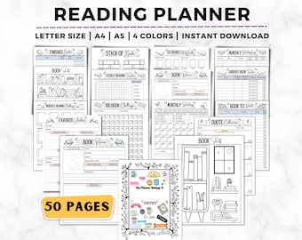 Buy Book Reading Planner Bundle Printable,reading Planner 2024,printable Reading Challenge,book ...
