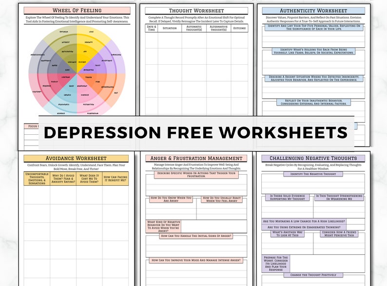 Depression Coping Skills Workbook | CBT + DBT Worksheets | Mental ...
