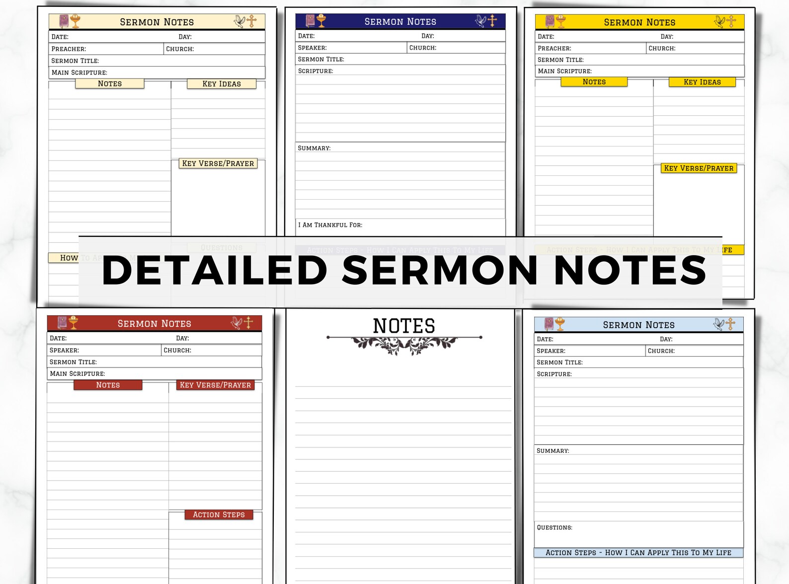 Printable Sermon Notes Sermon Summary & Scripture Lesson - Etsy
