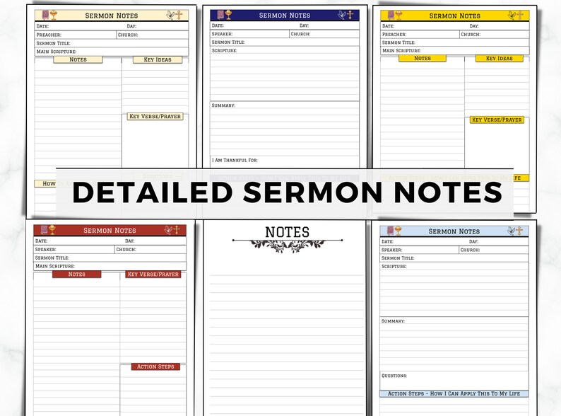 Printable Sermon Notes Sermon Summary & Scripture Lesson - Etsy