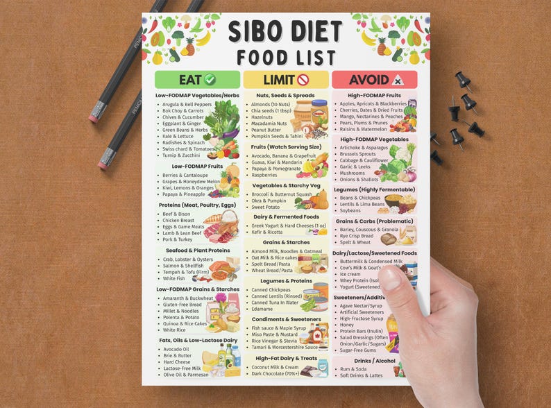 SIBO Diet Food List, Printable Low FODMAP Food Chart, Gut-friendly, IBS ...