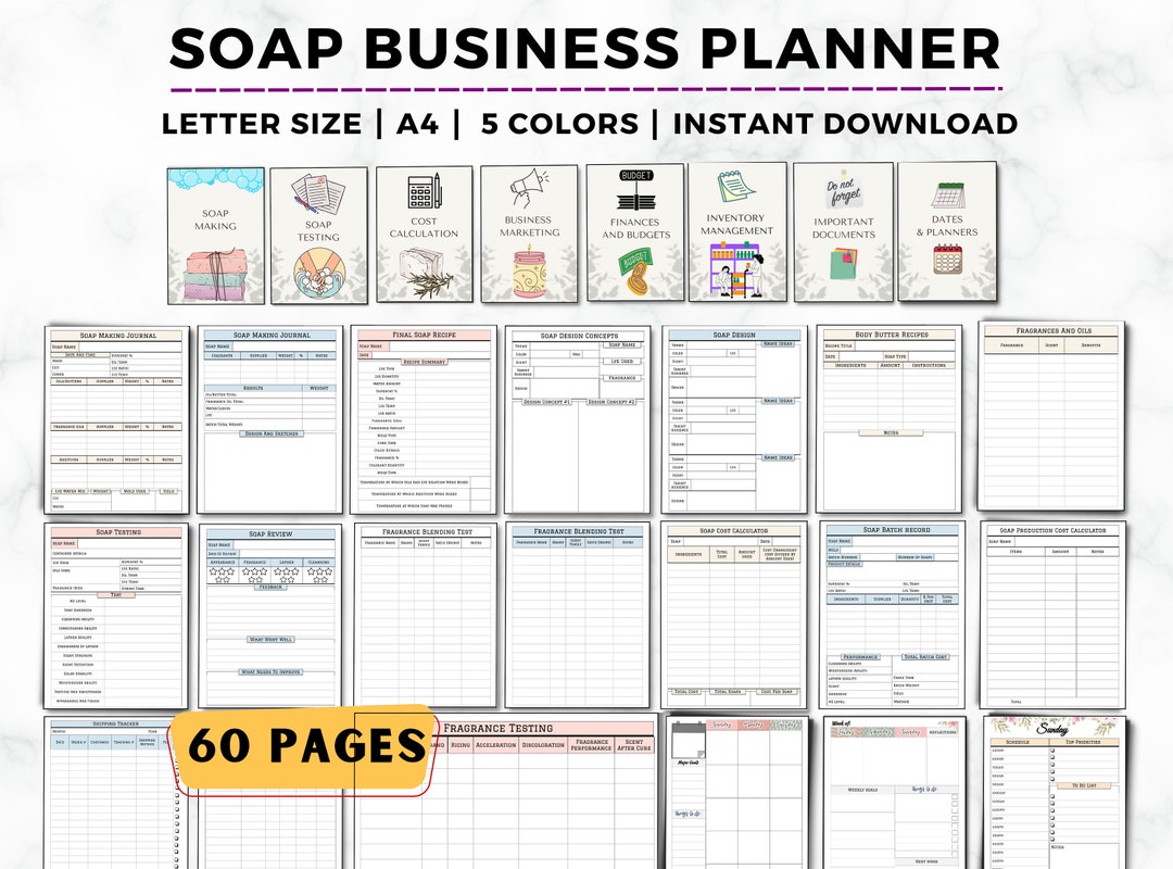 Soap Business Planner, Soap Making Business, Soap Recipe Sheet, Soap ...