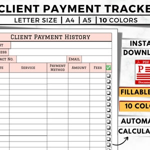 Client Payment Tracker Printable Client Payment History - Etsy