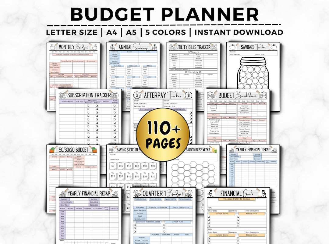 Budget Planner Bundle: Financial Tracker, Savings Challenge (printable ...