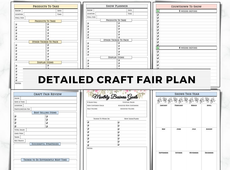 Craft Fair Planner Craft Show Templates Market Stall - Etsy