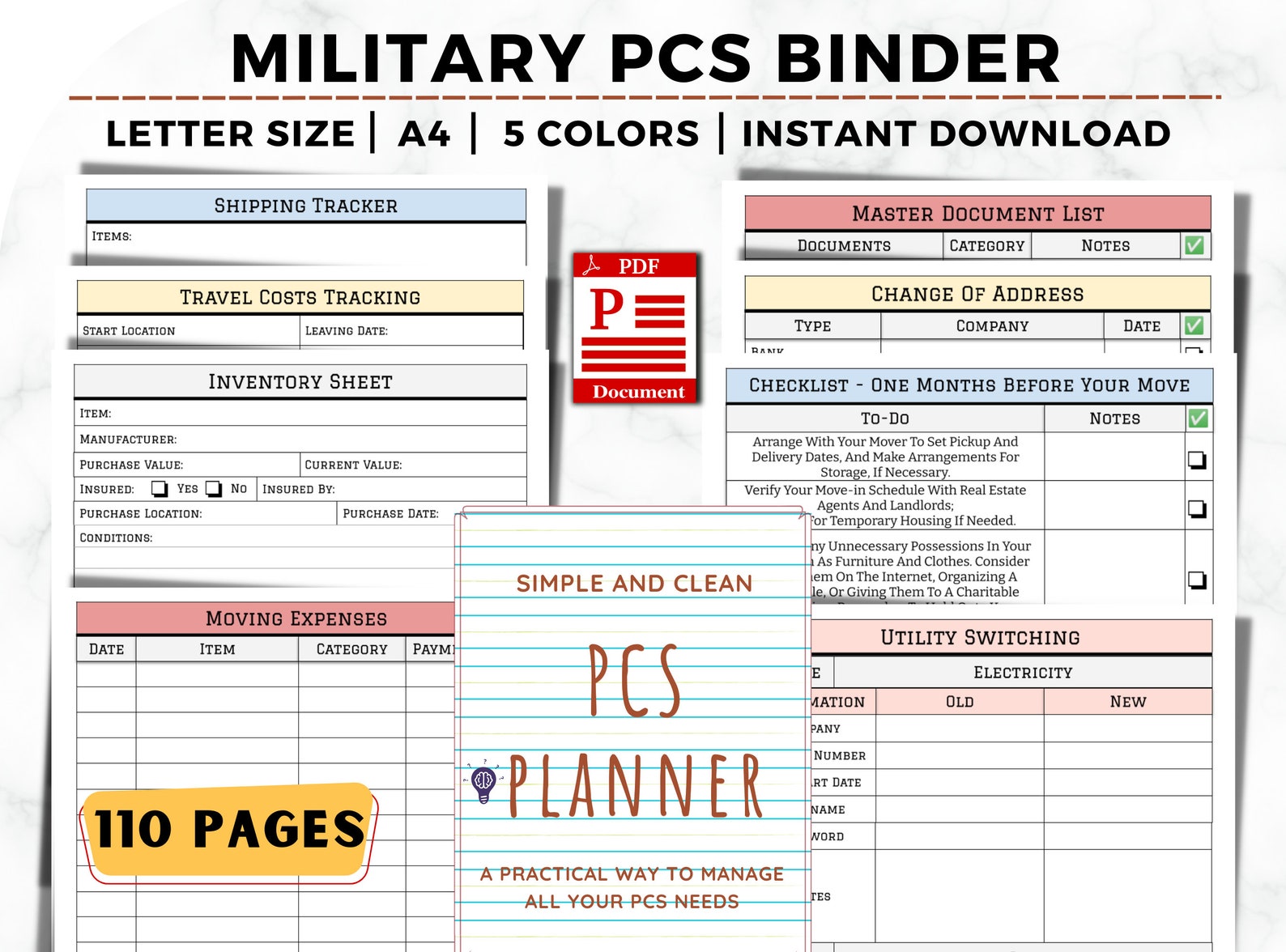 PCS Binder Printable PCS Checklist Military Move Planner - Etsy