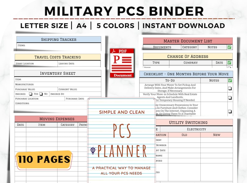 PCS Binder Printable PCS Checklist Military Move Planner - Etsy