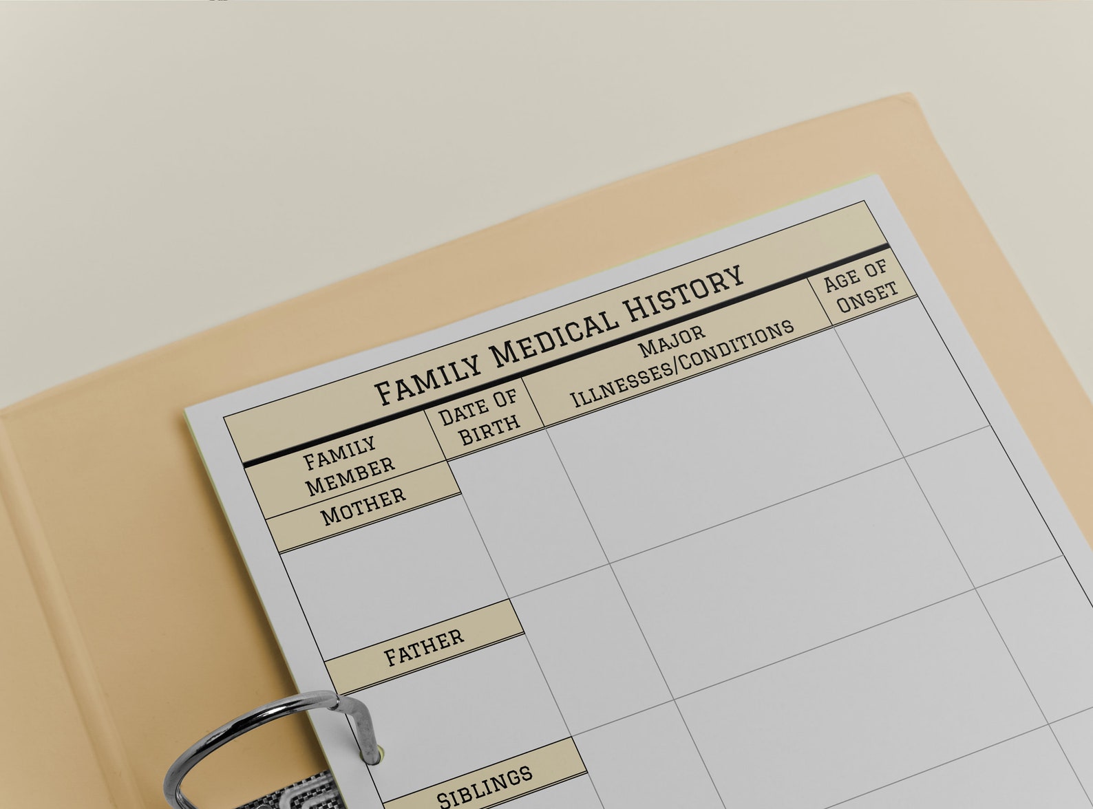 Medical History Form Printable , Family Medical History Template ...