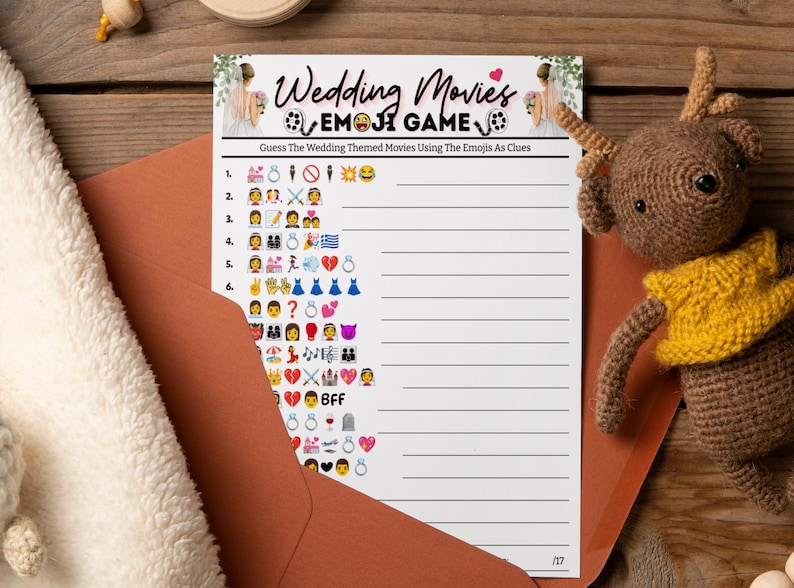 Bridal Shower Wedding Movies Emoji Pictionary Game, Bridal Shower ...
