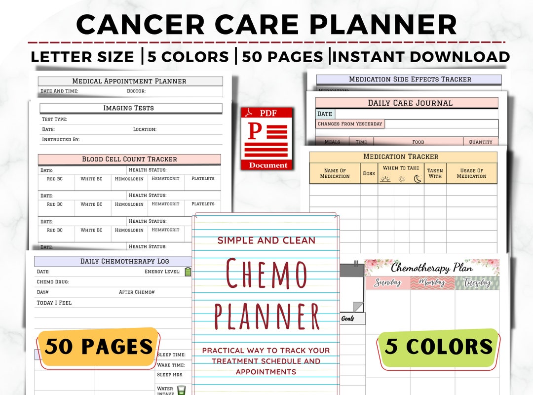 Cancer Care Forms Chemotherapy Journal Printable Cancer - Etsy