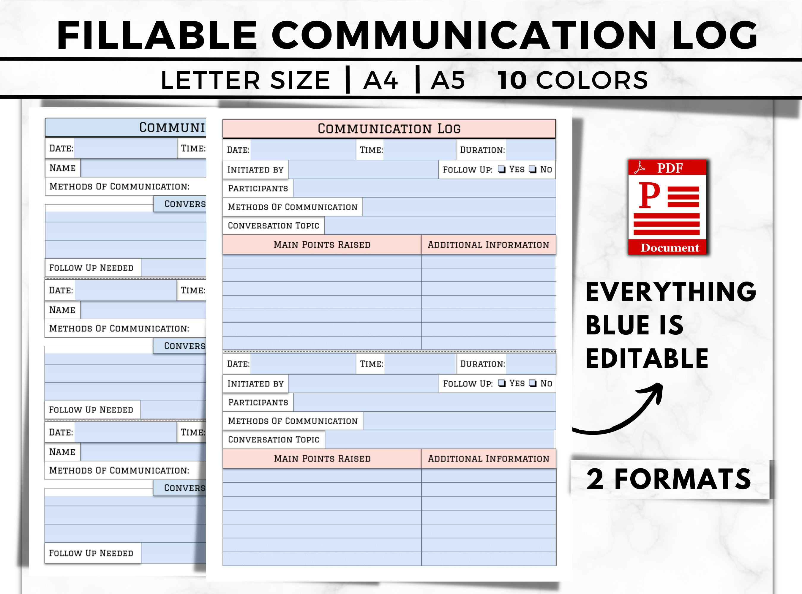 Communication Log Printable Daily Call Log Template Contact - Etsy Canada