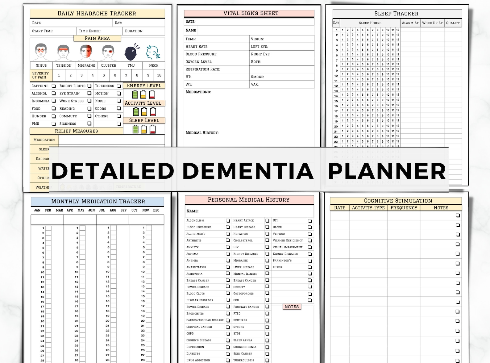 Dementia Care Planner, Printable Alzheimer's Caregiver Binder, Elderly ...