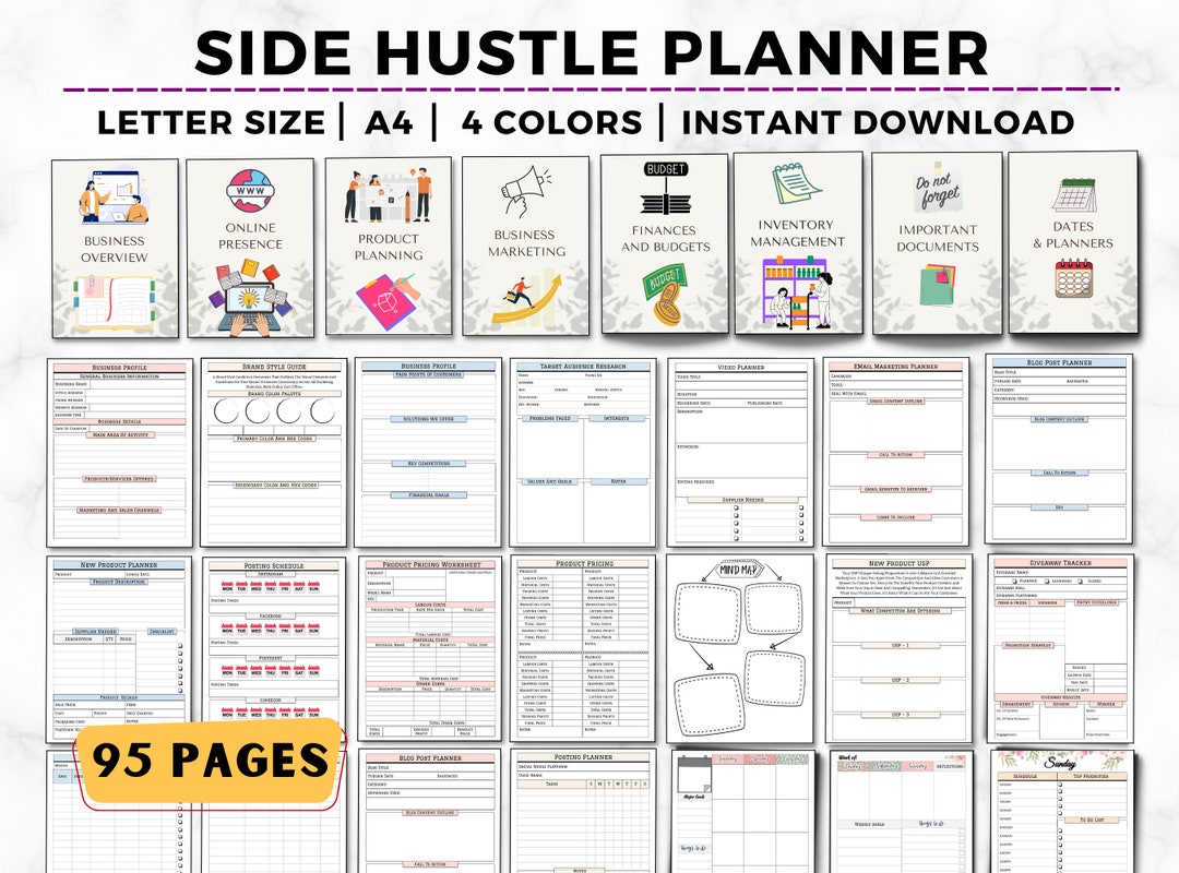 Side Hustle Planner Printable Business Planner Bundle Work - Etsy