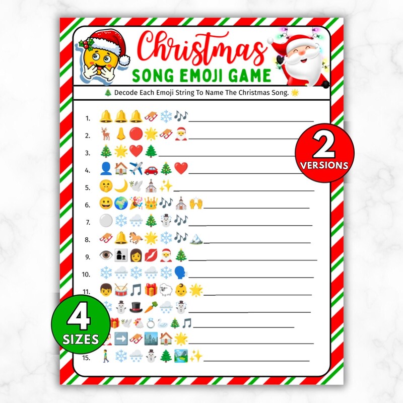 Christmas Carols in Emojis - Etsy