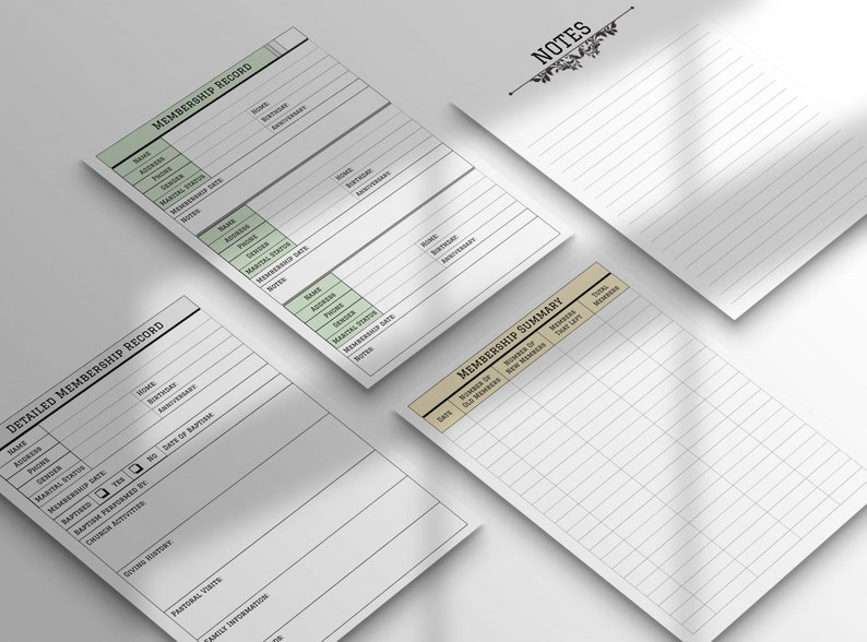 Church Membership Record Book, Pastor Secretary Admin (printable ...