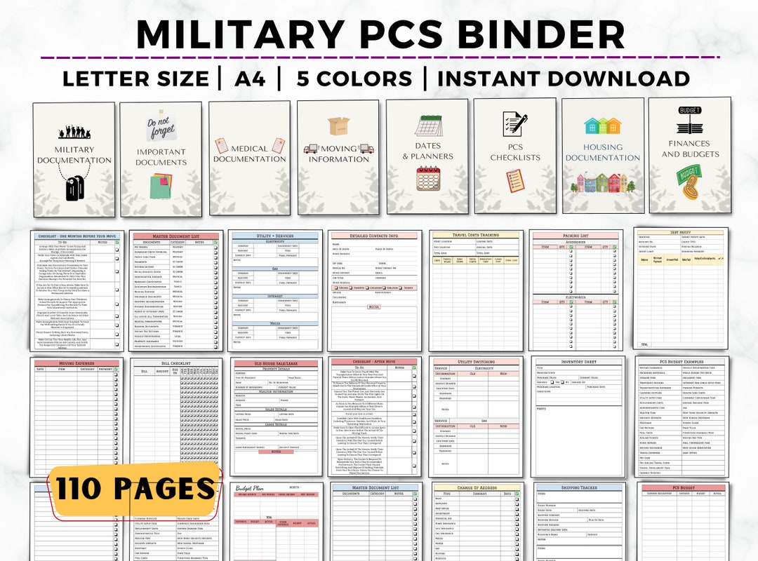 PCS Binder Printable PCS Checklist Military Move Planner - Etsy