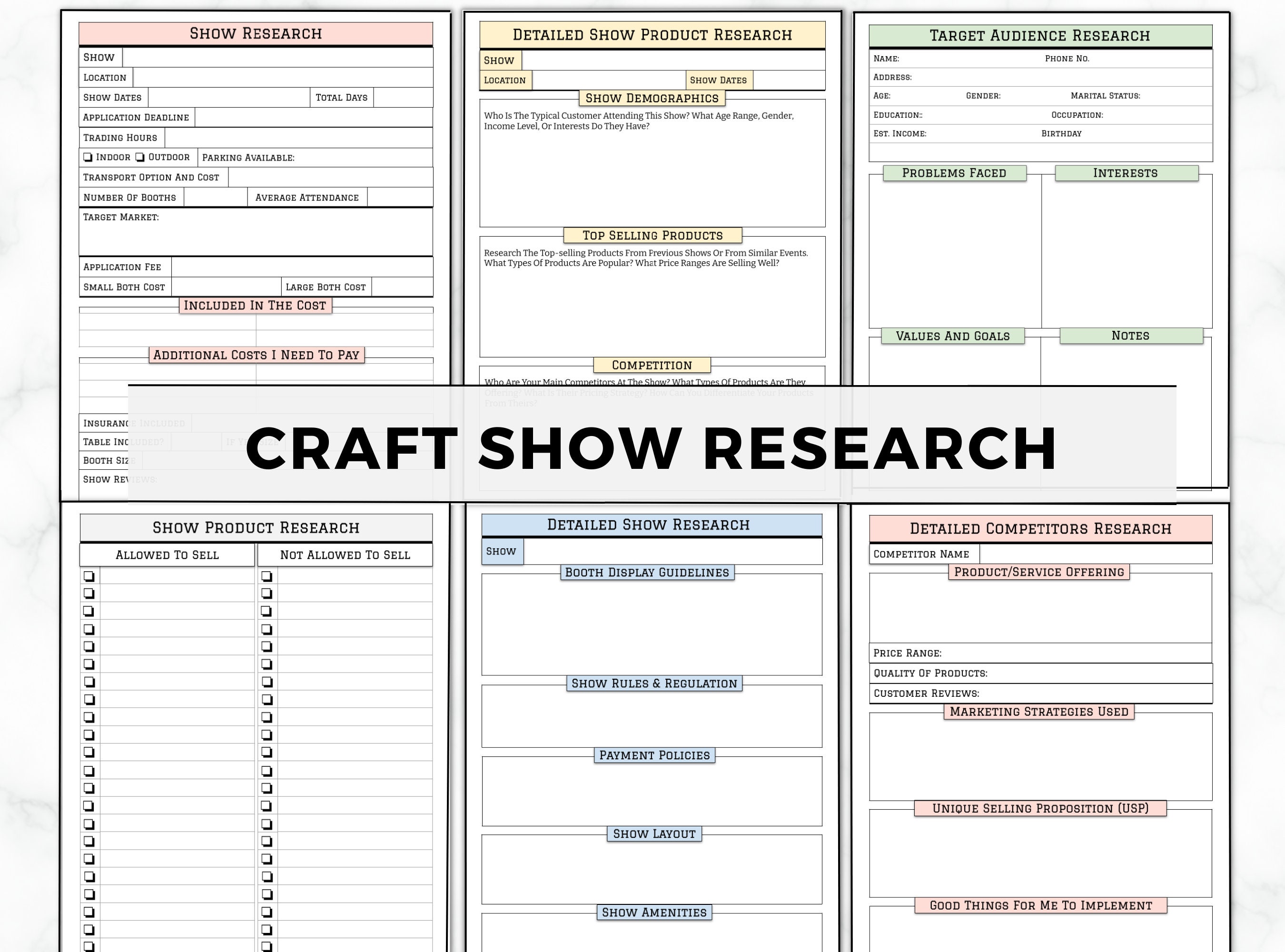 Craft Fair Planner, Craft Show Templates, Market Stall Planner ...