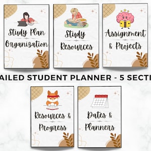 Student Planner Printable, Study Planner Bundle, Academic Planner, ADHD ...