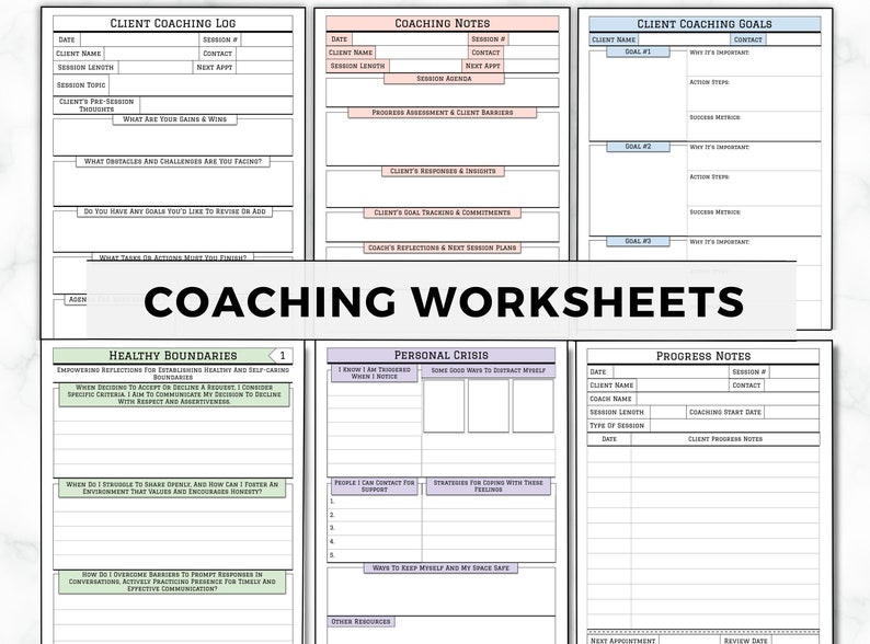 Coaching Planner, Life Coaching Workbook, Coaching Worksheet, Coaching ...