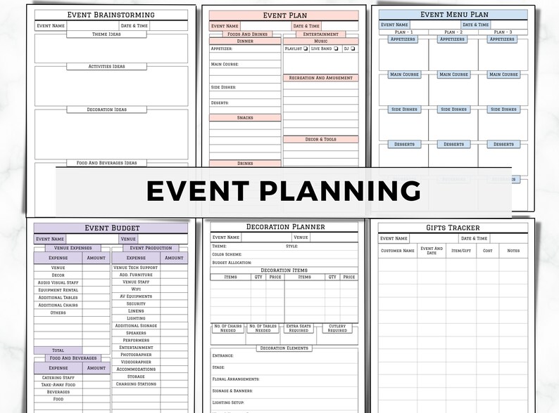 Event Planner Printable, Event Planning Checklist, Party Planner, Venue ...