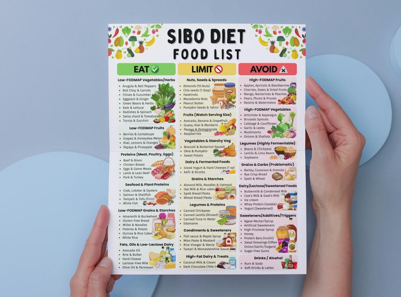 SIBO Diet Food List, Printable Low FODMAP Food Chart, Gut-friendly, IBS ...