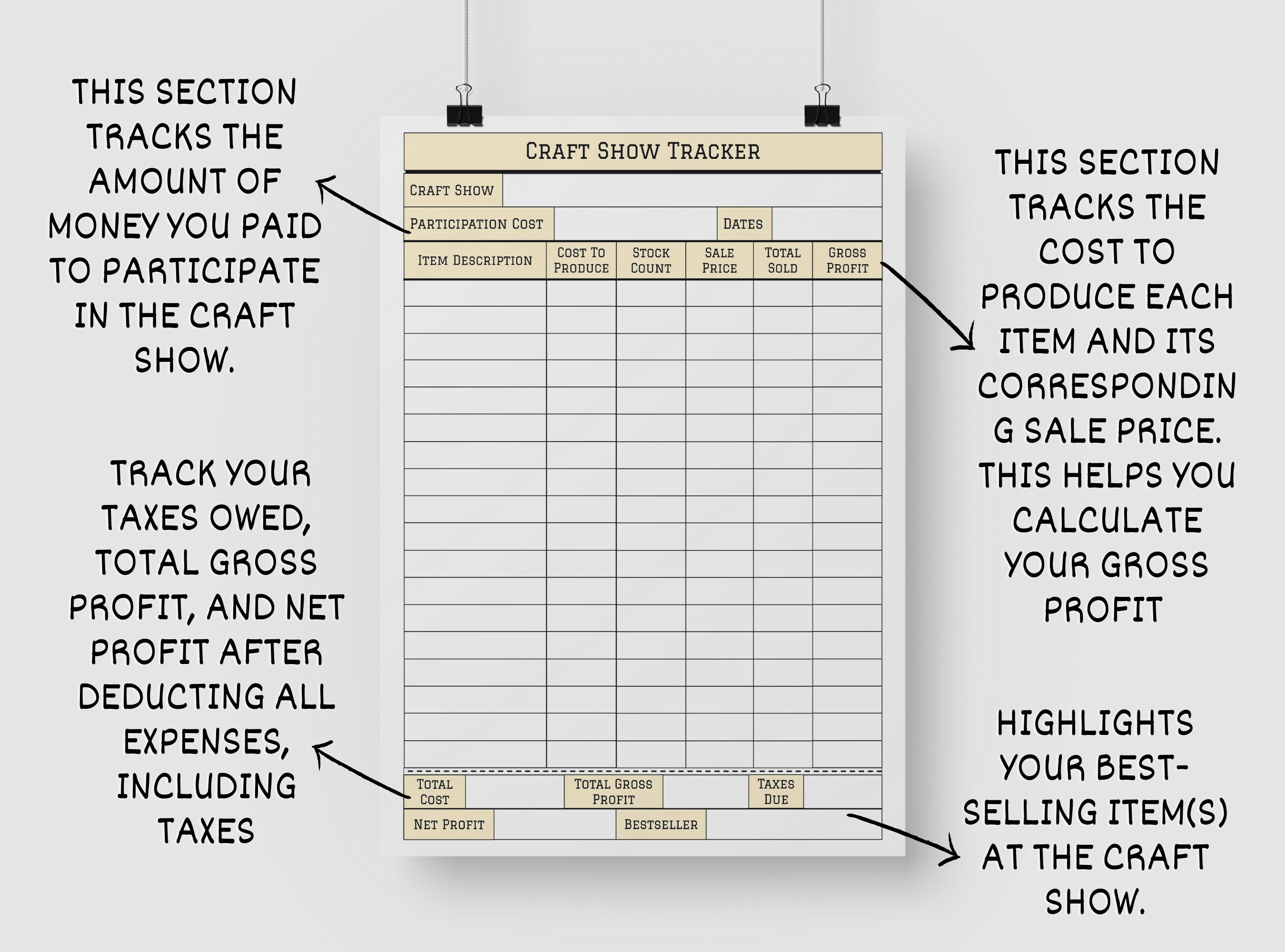 Craft Show Tracker Printable Craft Fair Planner Craft Show - Etsy