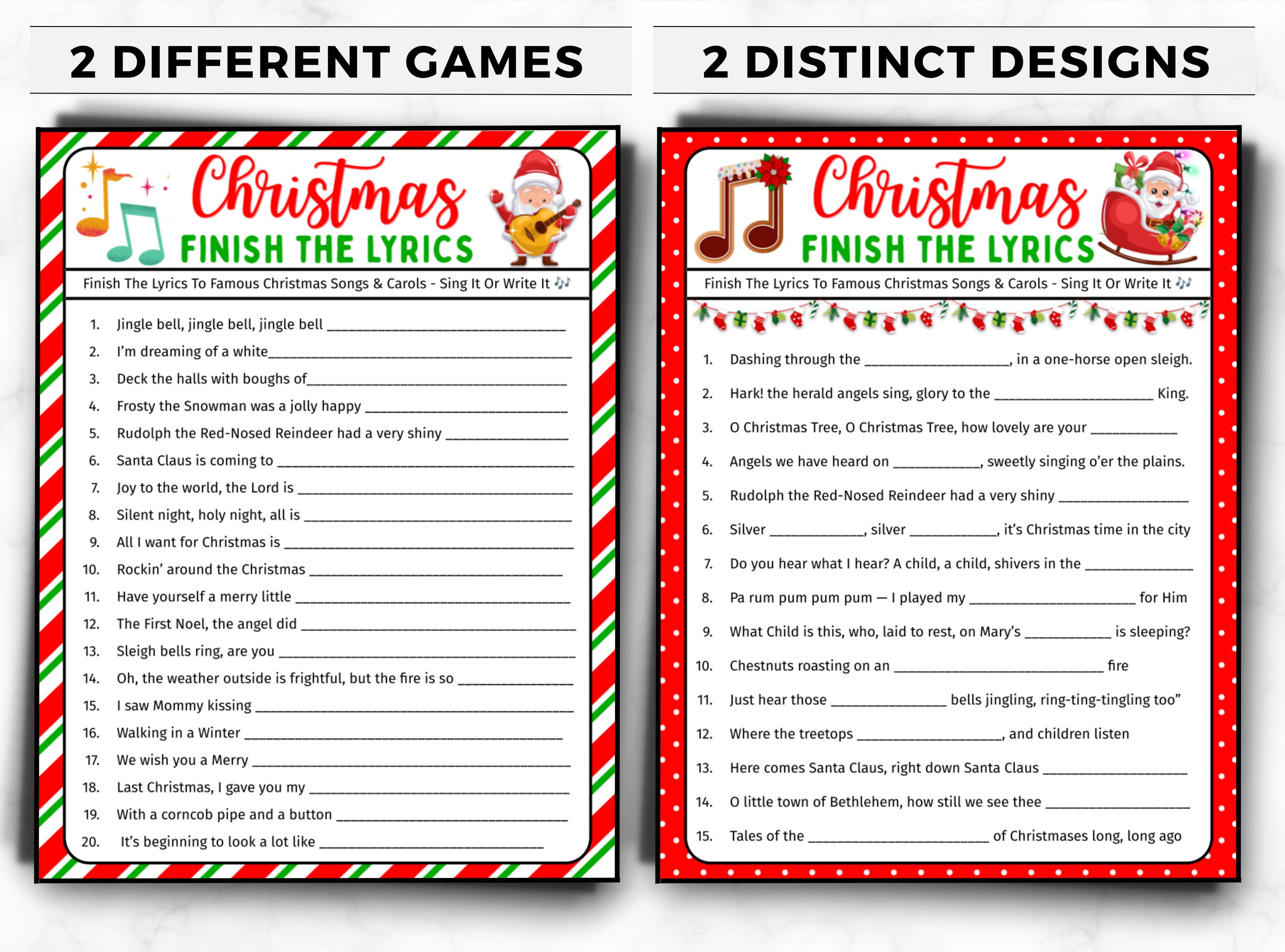 Christmas Finish the Lyrics, Christmas Song Games, Christmas Music ...