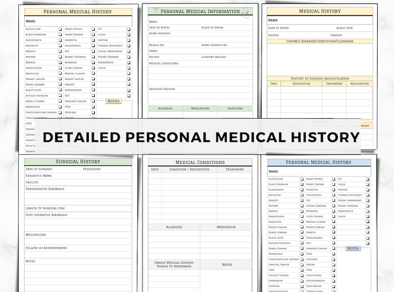 Medical History Form Printable Family Medical History - Etsy