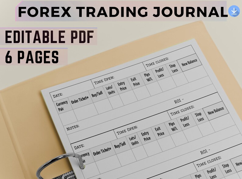 Forex Trading Journal, Investment Tracker, Editable PDF (digital ...