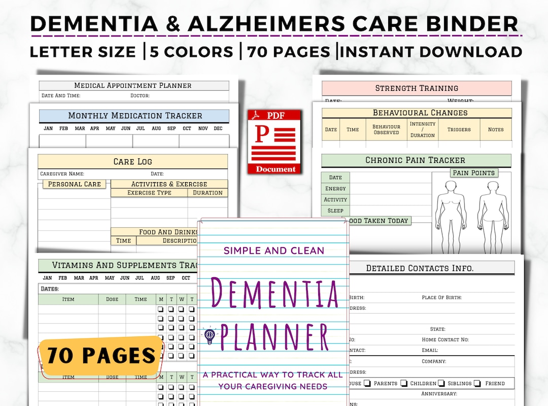 Dementia Care Planner Printable Alzheimer's Caregiver - Etsy Australia