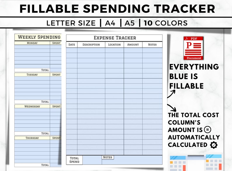 Editable Expense Log Printable Fillable Expense Tracker - Etsy