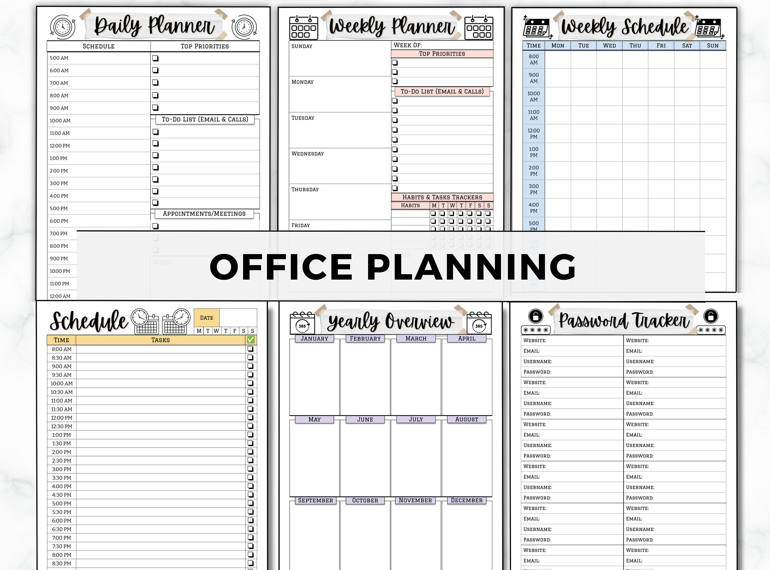 Office Tasks Planner, Work Planner, Office Organizer, Work to Do List ...