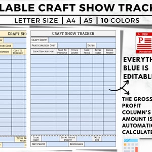 Craft Show Tracker Printable, Craft Fair Planner, Craft Show Order Form ...