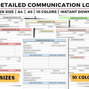 Communication Log Printable, Daily Call Log Template, Contact Info ...