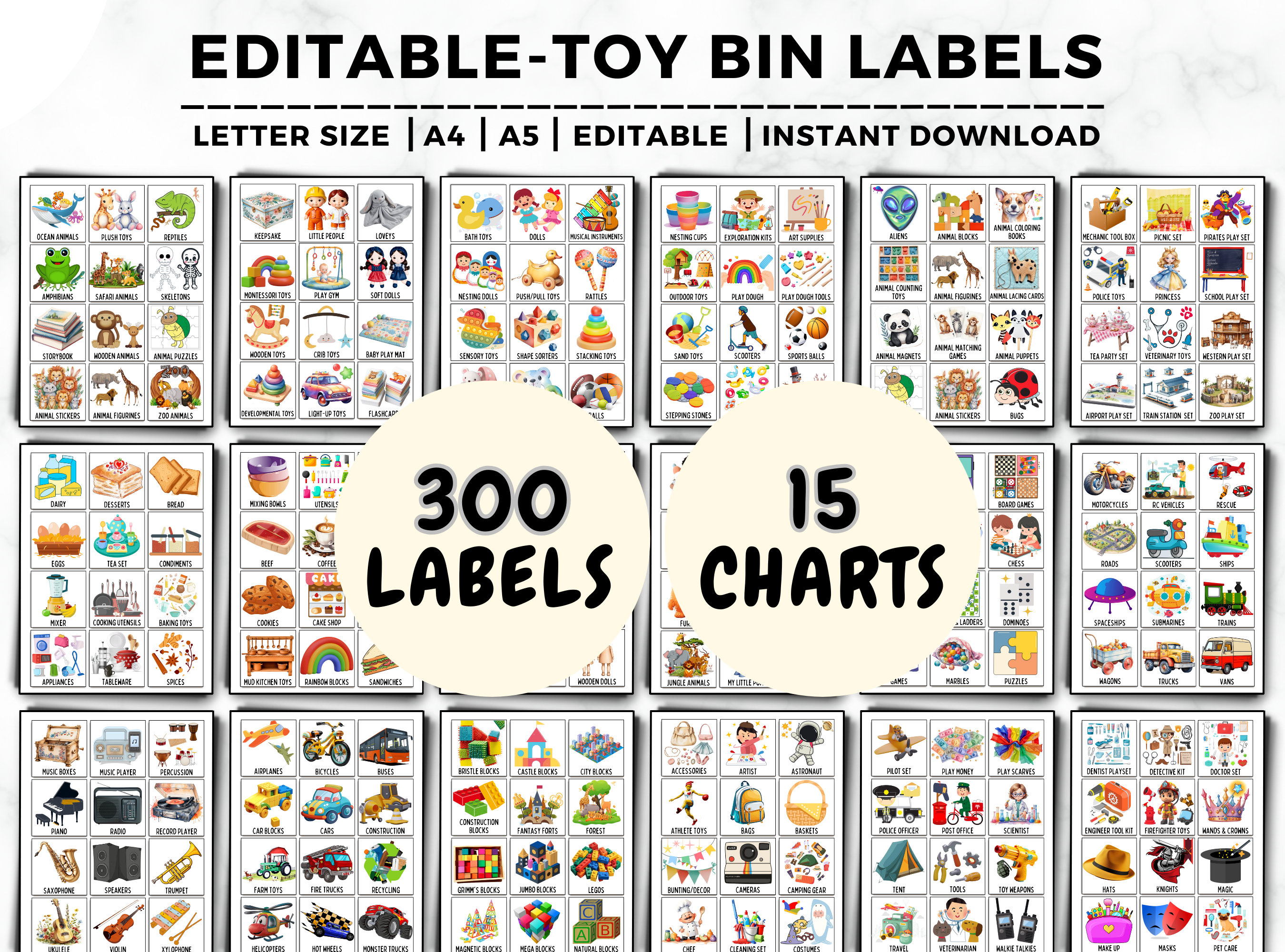 Toy Bin Labels, Toy Bin Labels Editable, Playroom Labels, Trofast ...