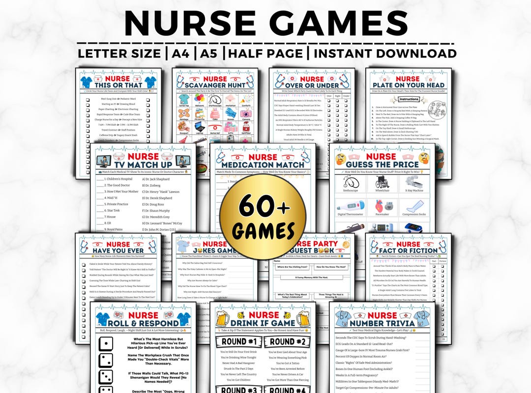 Nurse Games Bundle, Nurse Party Games, Nurse Trivia Games, Nurse ...