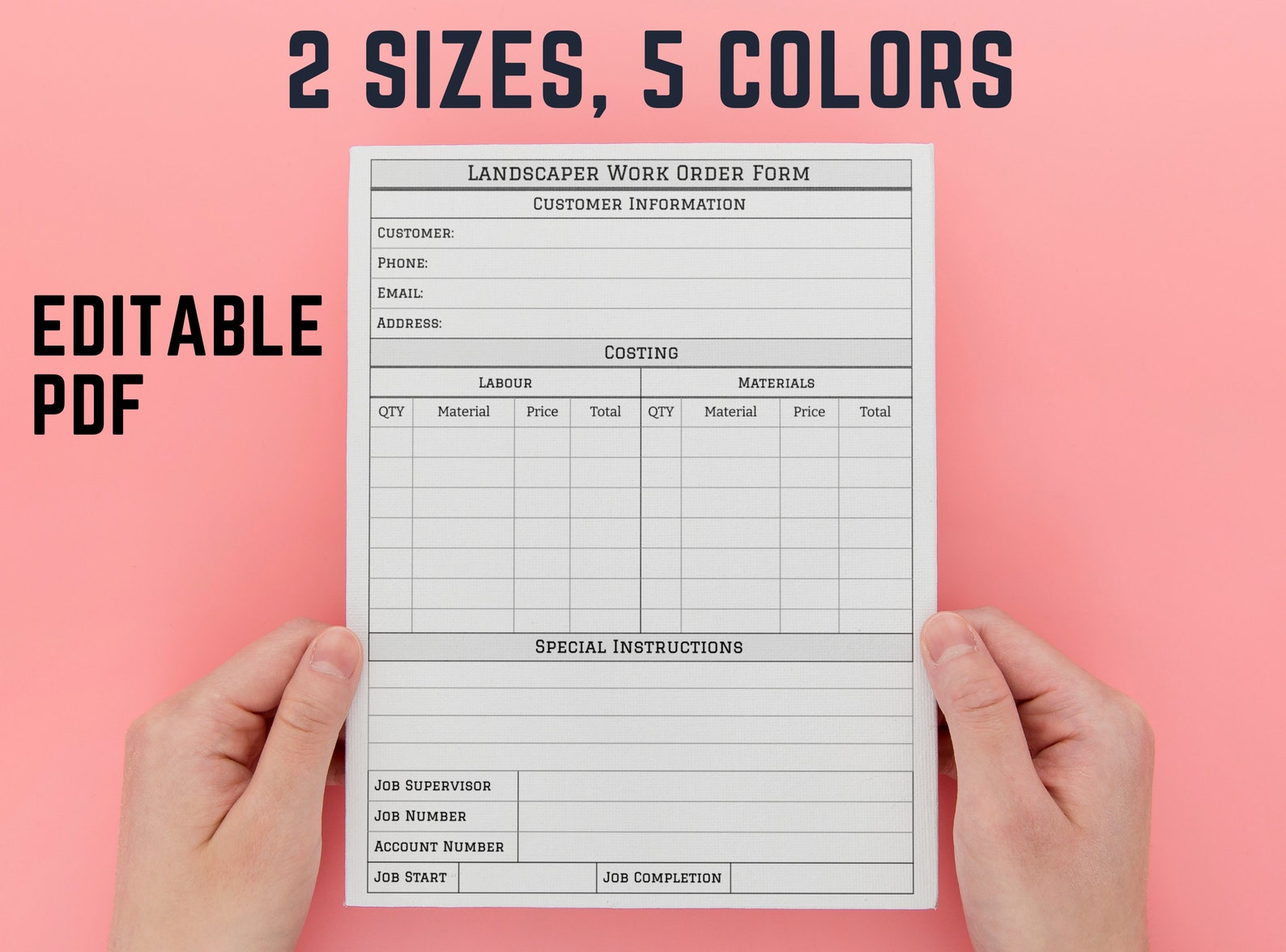 Lawn Care Client Log Book, Landscaping Work Order (printable & Editable ...