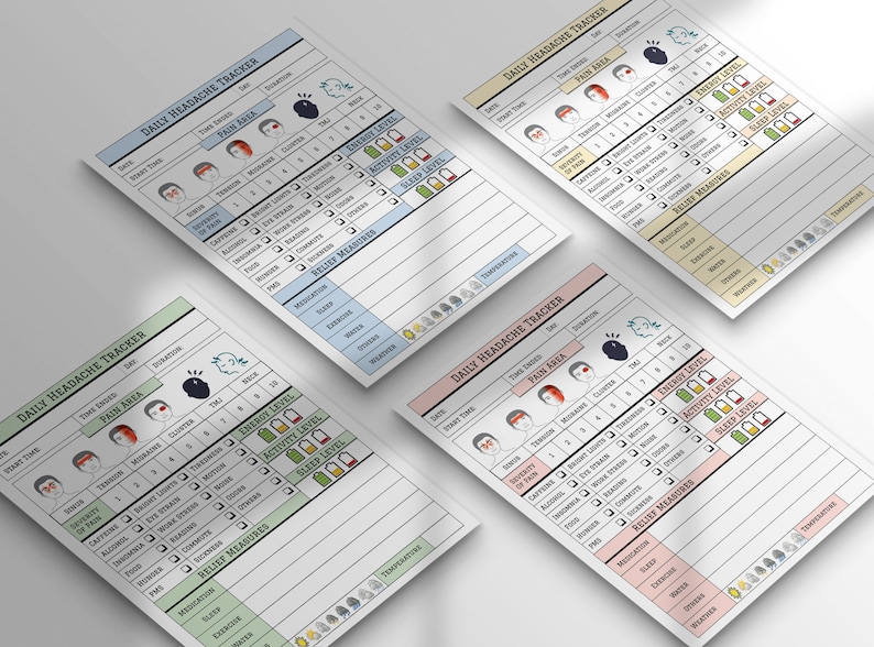 Migraine Headache Tracker Printable, Symptoms & Relief Journal (PDF) - Etsy