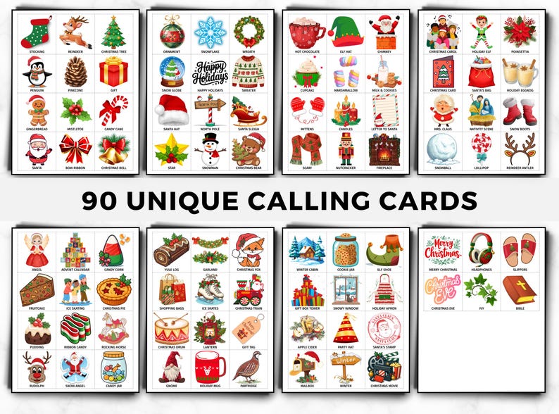 Christmas Bingo, 100 Christmas Bingo Cards Christmas Games Holiday ...