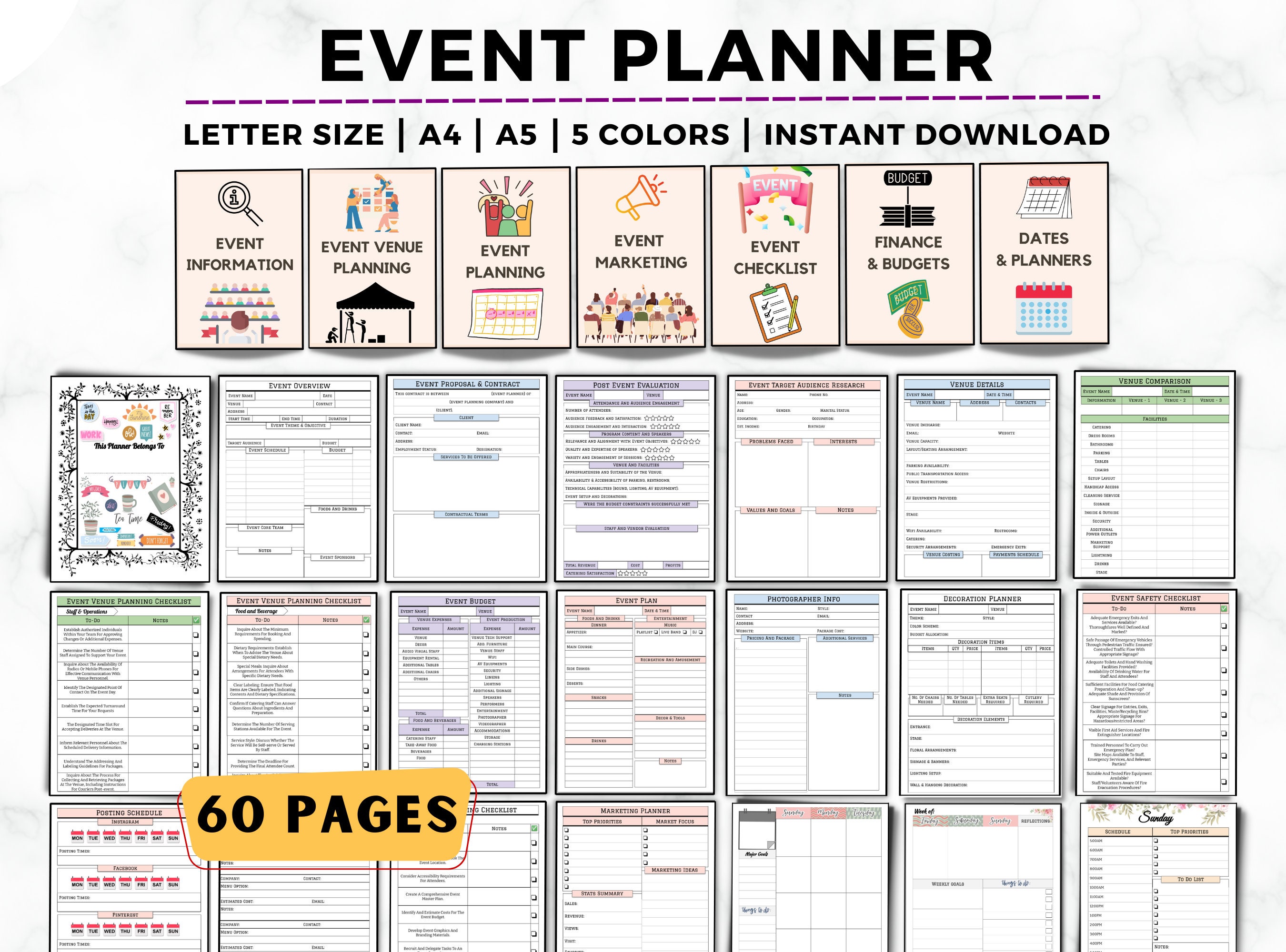 Event Planner Printable Event Planning Checklist Party - Etsy